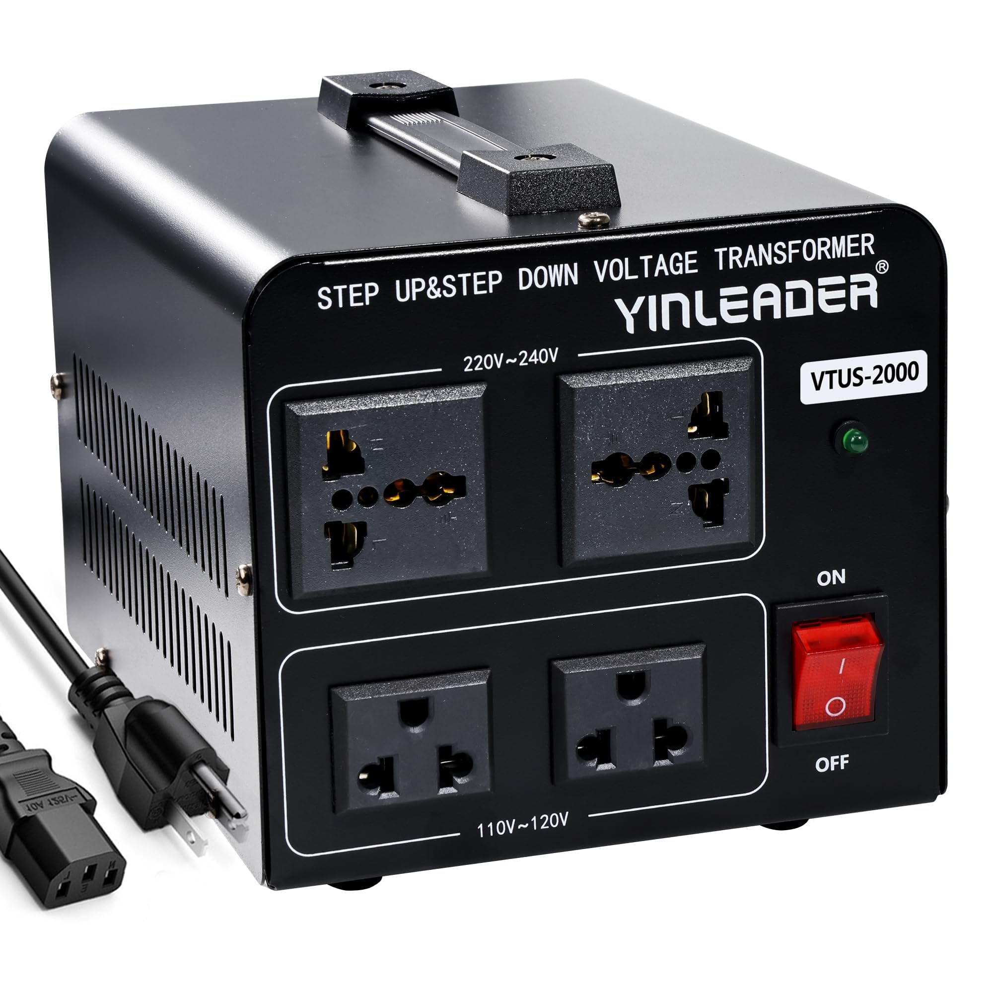 Yinleader 110V to 220V Voltage Converter Transformer 2000W Step Up/Dow ...